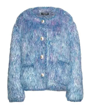 Dolce & Gabbana Colored Velvet Long Sleeve Cardigan - Blue