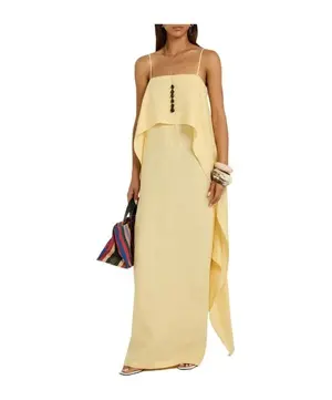 Staud Draped Linen Maxi Dress