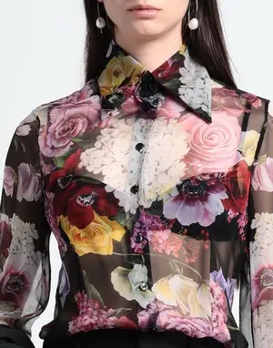 Dolce & Gabbana Floral Print Sheer Long Sleeve Blouse