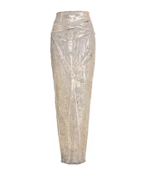 Rick Owens Two-tone Metallic Pencil Skirt