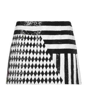 Dolce & Gabbana Geometric Striped Sequined Midi Skirt