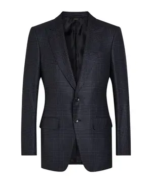TOM FORD Houndstooth Wool Blazer - Black