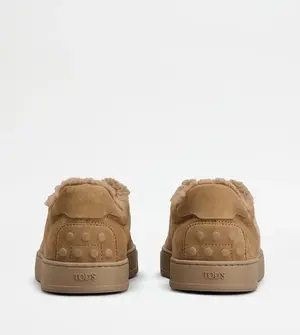 TOD'S Suede Fur Trimmed Lace-up Sneakers