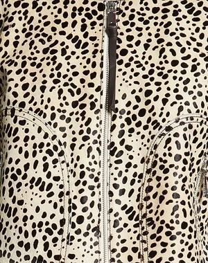 MAXCO. Max&co. Animal Print Calf Hair Biker Jacket