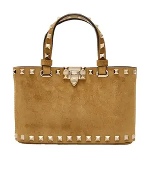 Valentino Garavani Rockstud Mini Suede Tote Bag - Brown
