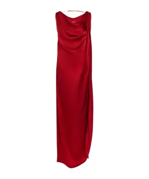 MAISON MARGIELA Draped Satin Maxi Dress - Red