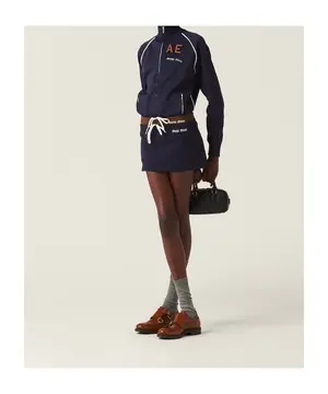 Miu Miu Embroidered Logo Zip Cardigan
