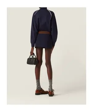 Miu Miu Embroidered Logo Zip Cardigan
