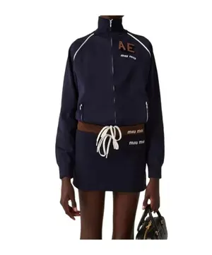 Miu Miu Embroidered Logo Zip Cardigan
