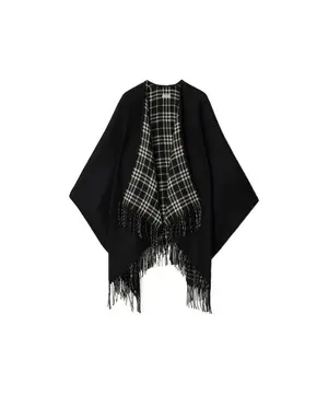 Burberry Reversible Checked Fringed Cape