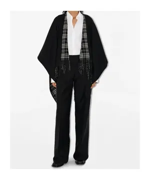 Burberry Reversible Checked Fringed Cape