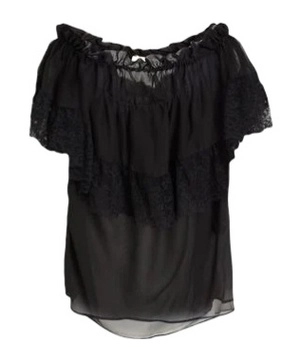 Saint Laurent One-shoulder Short-sleeved Lace Top