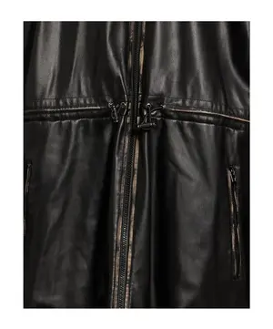 DIESEL® Full-length Hooded Leather Jacket
