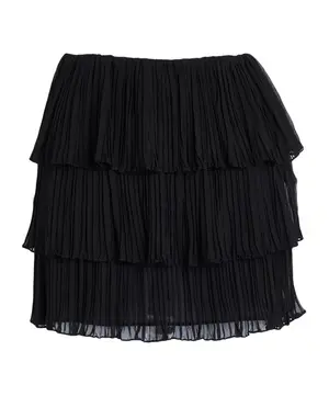 Saint Laurent Tiered Pleated Georgette Mini Skirt