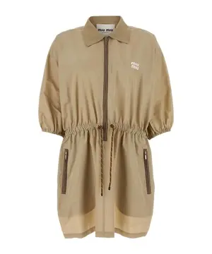 Miu Miu Technical Fabric Dress - Greige