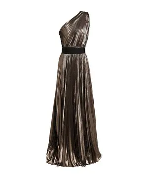 Max Mara One-shoulder Metallic Pleated Gown - Black