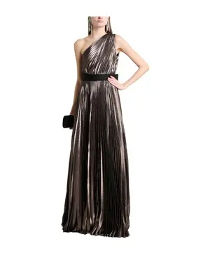 Max Mara One-shoulder Metallic Pleated Gown