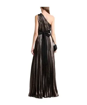 Max Mara One-shoulder Metallic Pleated Gown
