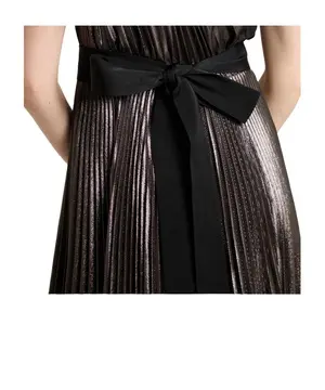 Max Mara One-shoulder Metallic Pleated Gown