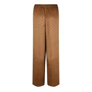 Gucci Gg Jacquard Wide Leg Trousers - Brown