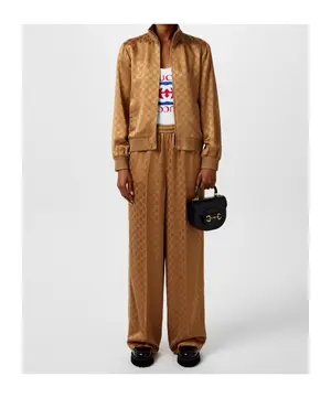 Gucci Gg Jacquard Wide Leg Trousers - Brown