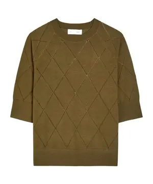 Dries Van Noten Dries Van Noten Merino Wool Diamond Stitch Top Green