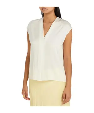 Vince Double-layered V-neck Silk-blend Top