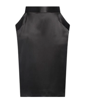 Saint Laurent Solid-color Satin Hip-hugging Skirt - Black