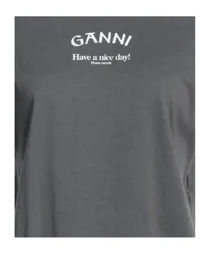 GANNI Printed Short-sleeve T-shirt - Gray