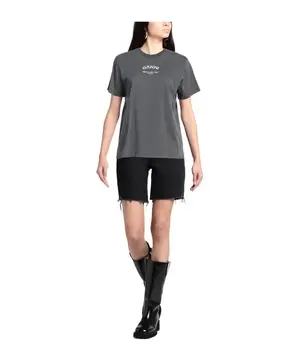 GANNI Printed Short-sleeve T-shirt - Gray