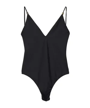 Miu Miu Sleeveless V-neck One-piece Swimsuit - Black
