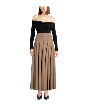 Max Mara Solid-color Flannel Midi Skirt