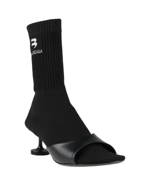 Balenciaga Minimalist Knit Leather Ankle Boots