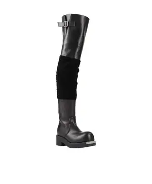 MAISON MARGIELA Solid Color Glossy Platform Boots - Black