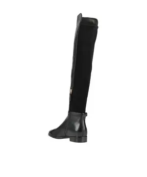 Tory Burch Solid Color Round Toe Long Boots - Black