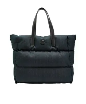 Moncler Padded Leather Denim Tote Bag - Blue