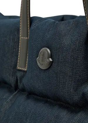 Moncler Padded Leather Denim Tote Bag