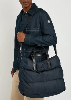 Moncler Padded Leather Denim Tote Bag