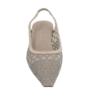 Brunello Cucinelli Embellished Pointed Toe Slingback Flats - Nude