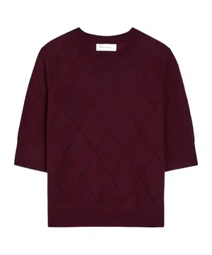 Dries Van Noten Dries Van Noten Diamond Stitch Merino Wool Top Brown