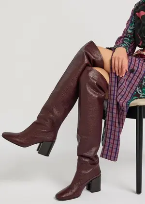 Dries Van Noten Grained Leather Over-the-knee Boots