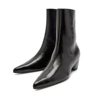 Khaite Glossy Leather Ankle Boots