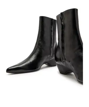 Khaite Glossy Leather Ankle Boots