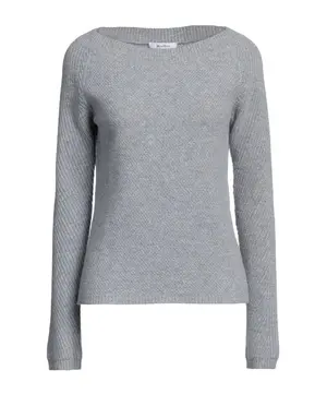 Max Mara Solid-color Knitted Long-sleeve Crew Neck Sweater - Gray