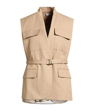 Brunello Cucinelli Sleeveless Waistcoat With Belt - Sand
