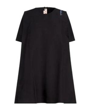 Marni Solid-color Embroidered Short-sleeved Dress - Black
