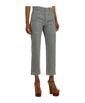Isabel Marant Étoile Cropped Straight-leg Pinstriped Twill Jeans