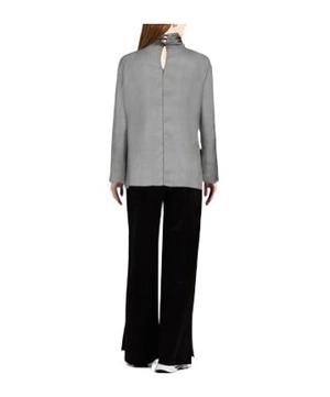 Saint Laurent Checked Chiffon High Collar Top