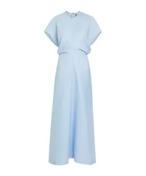 TOTEME Plissé Woven Midi Dress - Blue