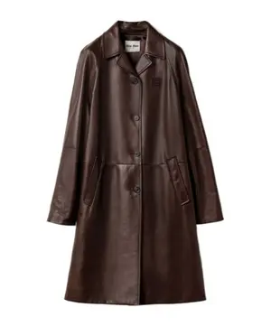 Miu Miu Nappa Leather Coat - Black